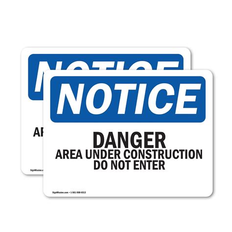 2 Pack Danger Area Under Construction Do Not Enter Osha Notice Sign