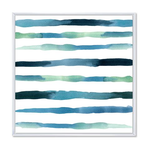 Designart Dark Blue Verticals Aquatic Modern Framed Canvas Wall Art