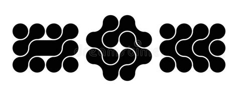 Set Of Connected Black Dots Transition Metaballs Integration Symbol Stock Vector