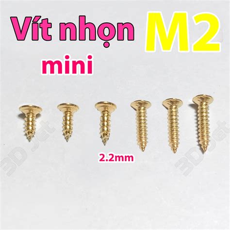 20 Vít Xoắn M2 Vít Nhọn Vít Mini ốc Mini Vít Gỗ ốc 4 Cạnh Vit