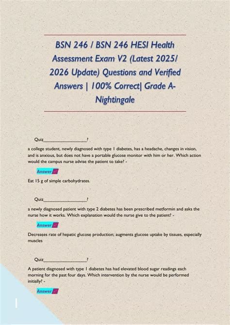Bsn 246 Bsn 246 Hesi Health Assessment Exam V2 Latest 2025 2026