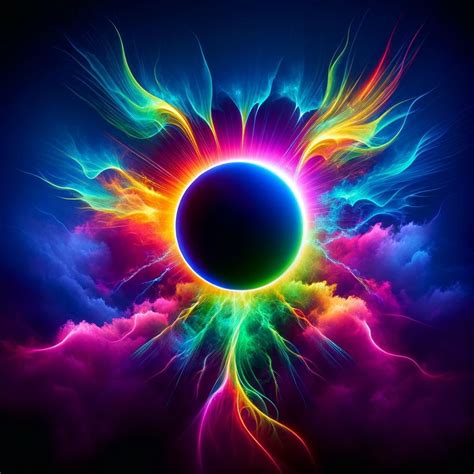 Neon Solar Eclipse Abstract Wall Art In 2025 Eclipses Art Beautiful