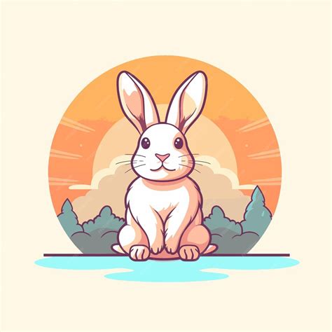 Premium Vector Cute Rabbit Sitting Vector Illustration