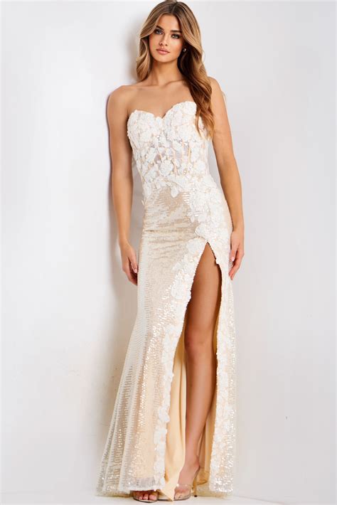 Sequin Prom Dress With Floral Appliqué 49362 Jovani