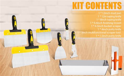 Dekeones 8 Piece Stainless Steel Drywall Tool Kit With Soft Grip