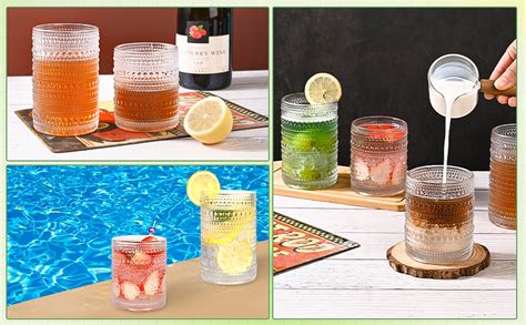 Zmowipdl Vintage Glassware Drinking Glasses Set Of 12clear