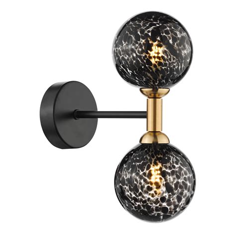 Takara 2 Light Wall Light Matt Black And Bronze With Black Confetti Gl