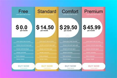 Set Of Offer Tariffs Ui Ux Vector Banner For Web App Set Of Pricing Table Order Box Button Stock