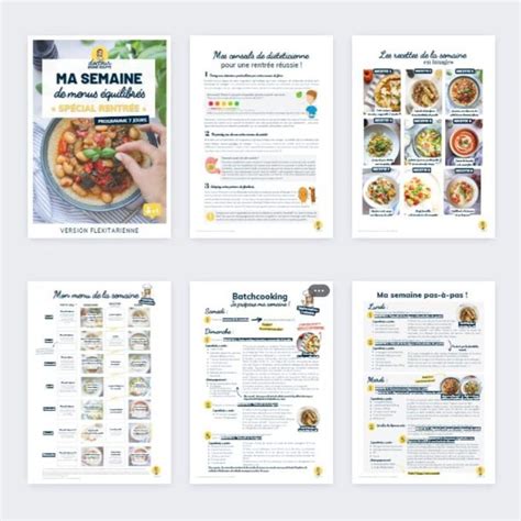 Ebook Ma Semaine De Menus Equilibrés Spécial Rentrée
