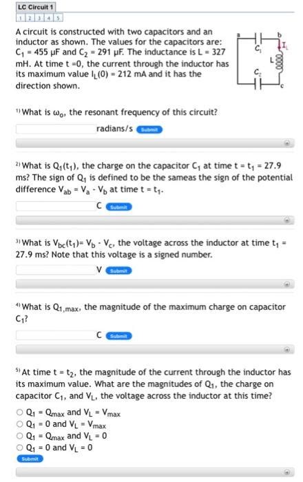 Solved LC Circuit A Circuit Is Constructed With Two Chegg