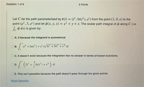 solved question 1 of 6 5 points let c be the path