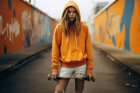 Premium Photo Photo Outdoors Skater Girl And Her Skateboard
