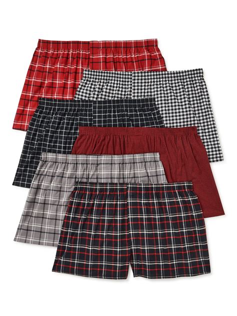 George Mens Moisture Wicking Stretch Woven Boxers 6 Pack Cotton Blend