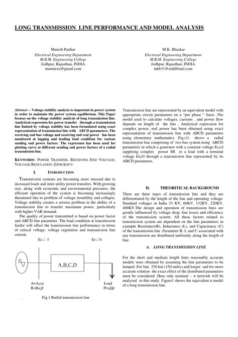 Pdf Long Transmission Line Performance And Model Analysis Nacnc 2017