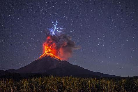 Volcanoes Erupting Lava Lightning
