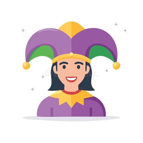 Cheerful Female Jester Character In A Colorful Fool S Hat And Costume Illustration Stock