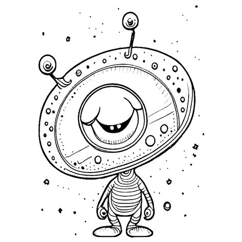 A Very Cute Alien Coloring Page · Creative Fabrica