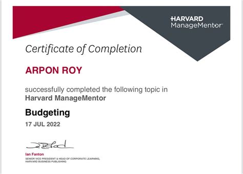 Arpon Roy On Linkedin Budgeting Finance Harvardlearning