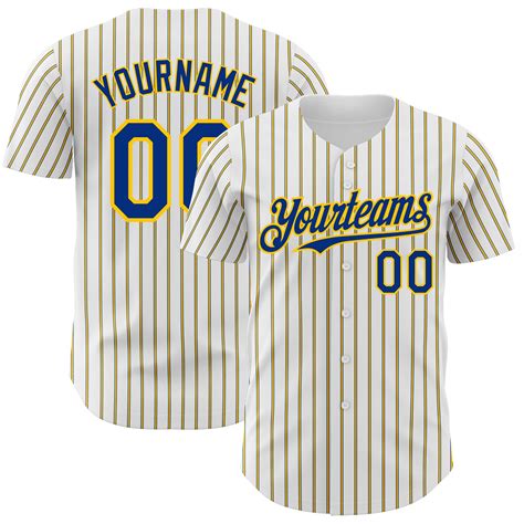 2024 Custom White Royal Yellow Pinstripe Royal Yellow Authentic