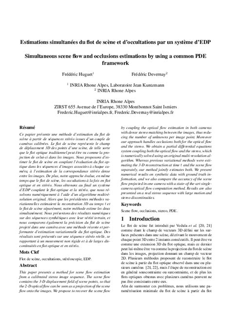 pdf simultaneous scene flow and occlusions estimations by using a
