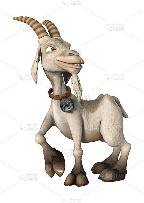 3d卡通山羊在白色