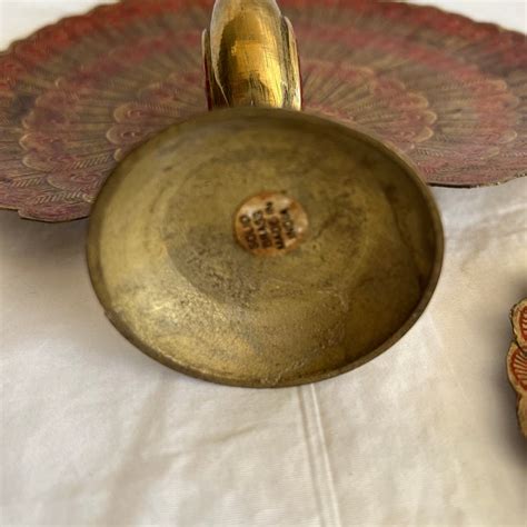 Late 20th Century Etched Brass And Enamel Peacocks Set Of 3 Chairish