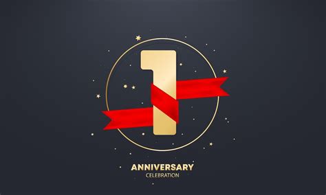 Premium Vector One Year Anniversary Banner With Red Ribbon On White