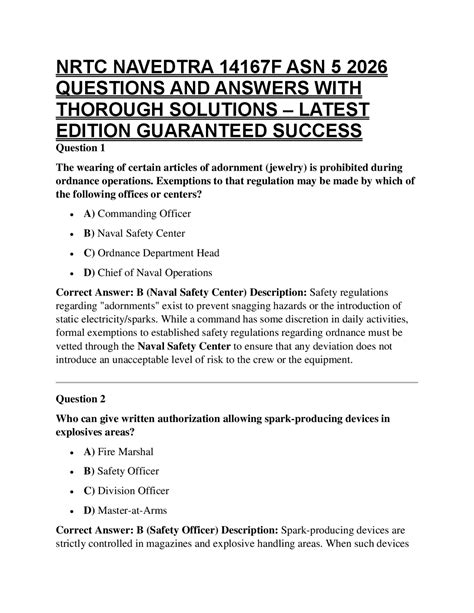 Nrtc Navedtra 14167f Asn 5 2026 Questions And Answers With Thorough