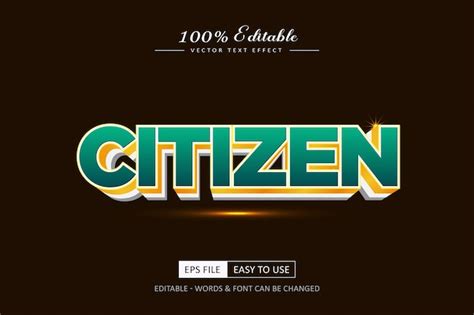 Premium Vector Citizen Text Effect Style Vector File