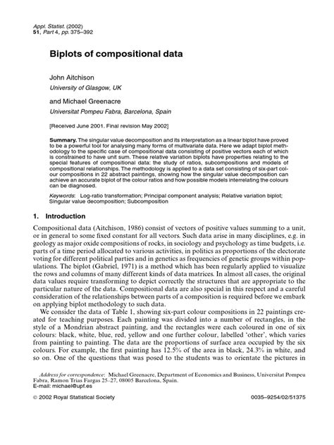 Biplots Of Compositional Data University Of Glasgow Uk Pdf Covariance Matrix Matrix