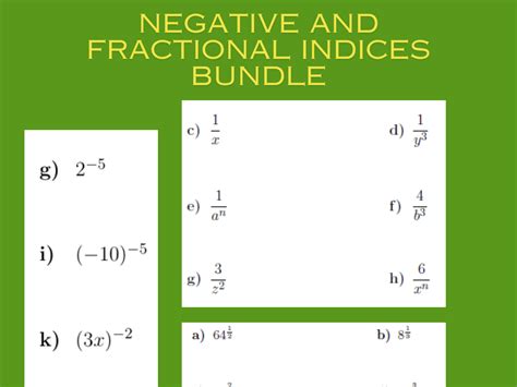 Negative And Fractional Indices Bundle Teaching Resources