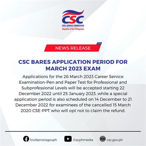 Csc Announces Application Period For March 2023 Exam News Press