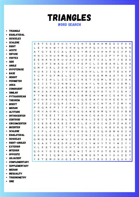 Triangles Wordsearch Puzzle Worksheet Activities Made By Teachers