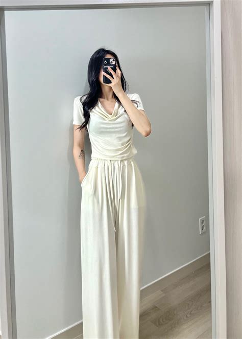 드레이프 셔링 반팔 일자팬츠 투피스 예쁜 색감 3col