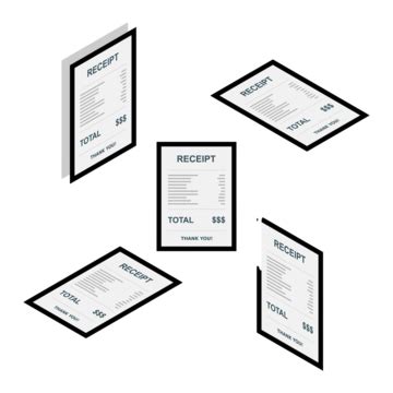 White Stroke Receipt Paper Bill Check Invoice And Cash Receipt Vector
