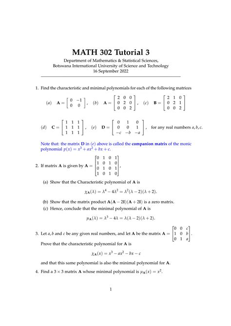 solution characteristic equations and diagonalization of matrices