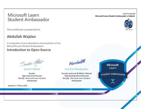 Microsoft Workshop Mlsa Certificate Technology Opensource