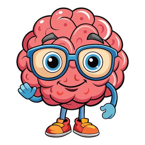 Adorable Cartoon Illustration Of A Brain With Glasses Displaying Intelligence And Curiosity