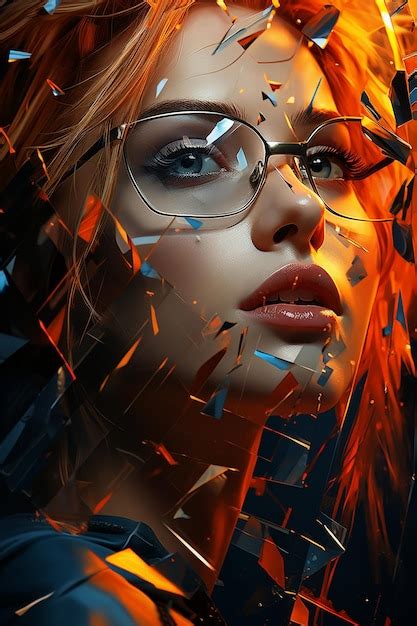 Premium Ai Image Woman In A Cracked Mirror