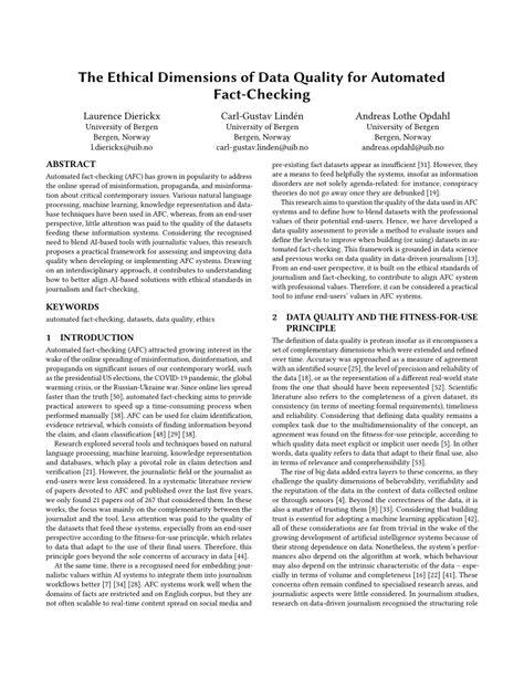 Pdf The Ethical Dimensions Of Data Quality For Automated Fact Checking