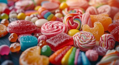 Colorful Assortment Of Various Candies And Sweets Stock Illustration