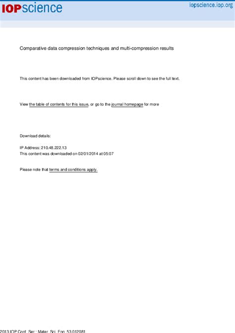 Pdf Comparative Data Compression Techniques And Multi Compression Results