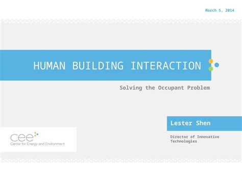 Pptx Nesea Be14 Presentation Human Building Interaction Solving