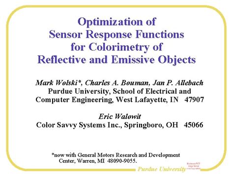 optimization of sensor response functions for colorimetry of