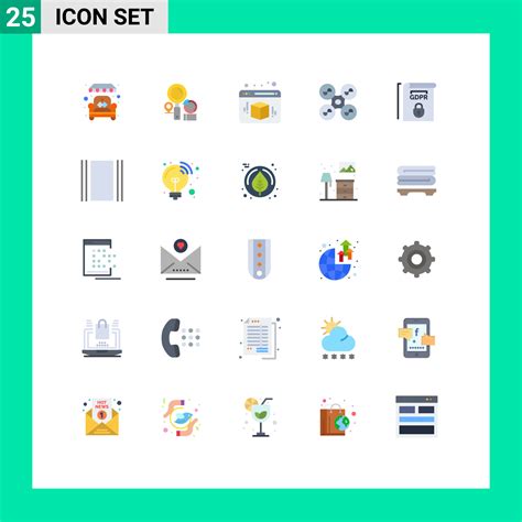 Set Of 25 Modern Ui Icons Symbols Signs For Rules Gdpr Box Technology Fly Editable Vector Design