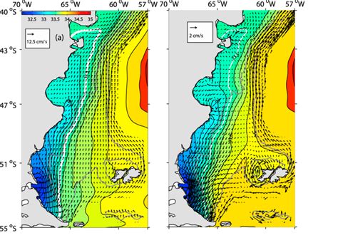 A Sea Surface Salinity And Surface Layer Velocity Vectors In The