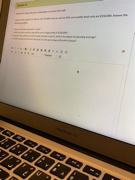 solved question 16 problema please show your computations