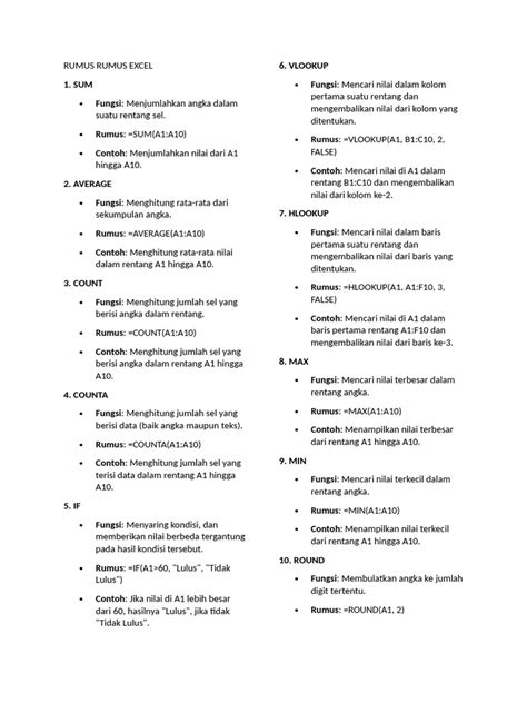 Rumus Rumus Excel Dan Shortcut Pdf