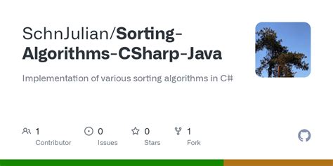 Github Schnjuliansorting Algorithms Csharp Java Implementation Of Various Sorting Algorithms