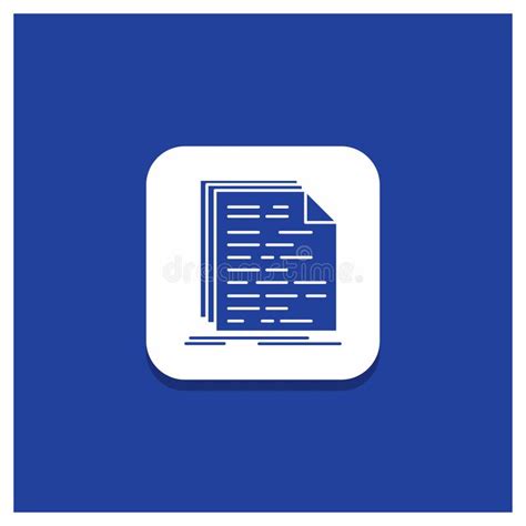 Blue Round Button For Code Coding Doc Programming Script Glyph Icon Stock Vector